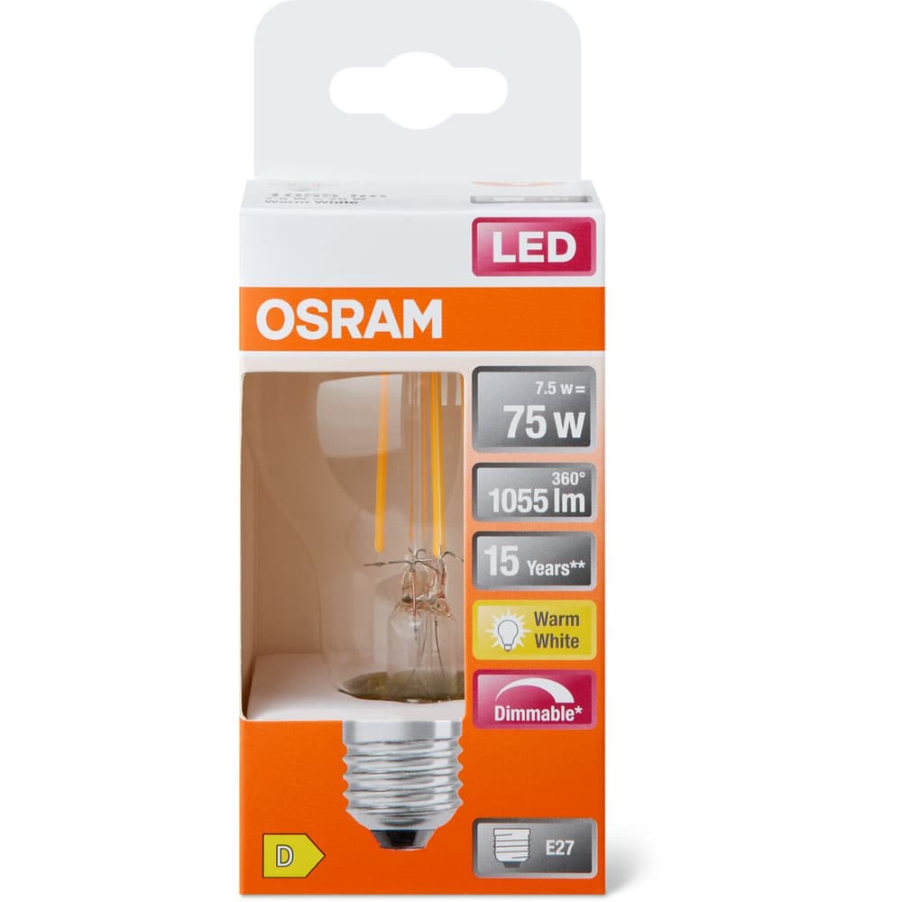 Osram Led · Light bulb · SST CL A75 KLAR E27 DIM - 75W • Migros