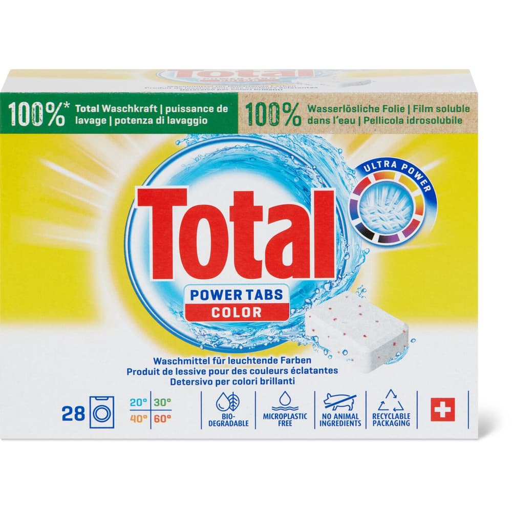 Total Power Tabs Color · Waschmittel Tabs · 28 Waschgänge • Migros