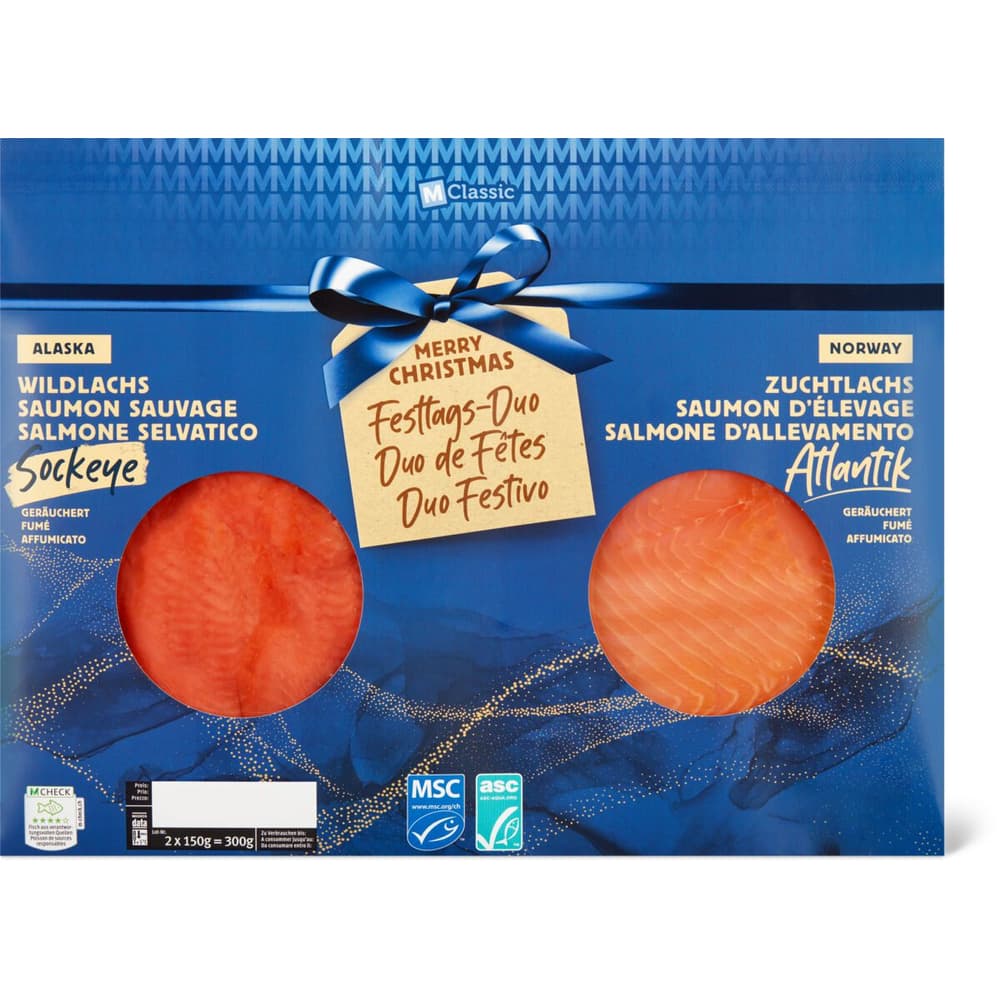 M-Classic MSC ASC · Wild- und Zuchtlachs · Festtags-Duo • Migros Online
