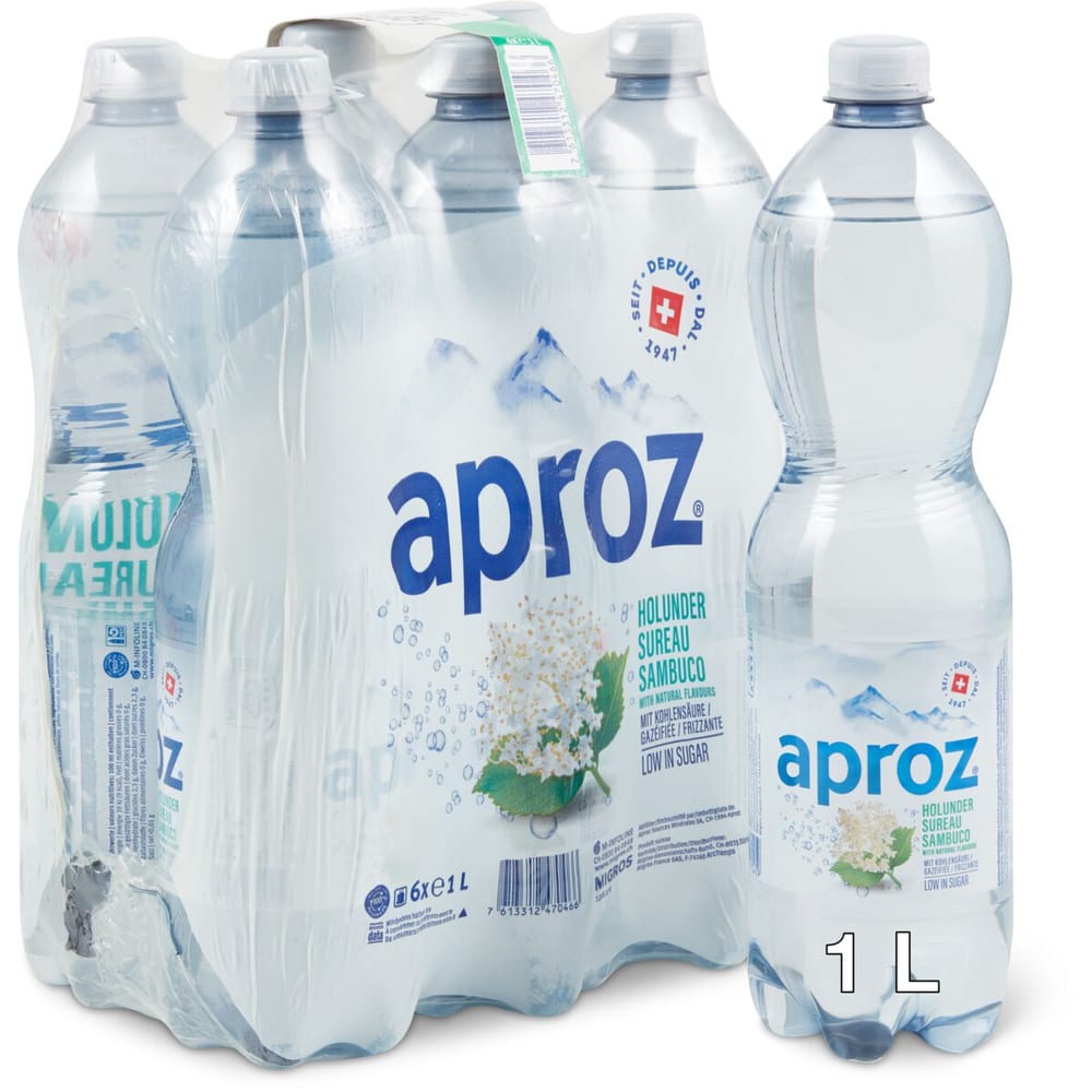Aproz · Sparkling mineral water · Elderberry • Migros