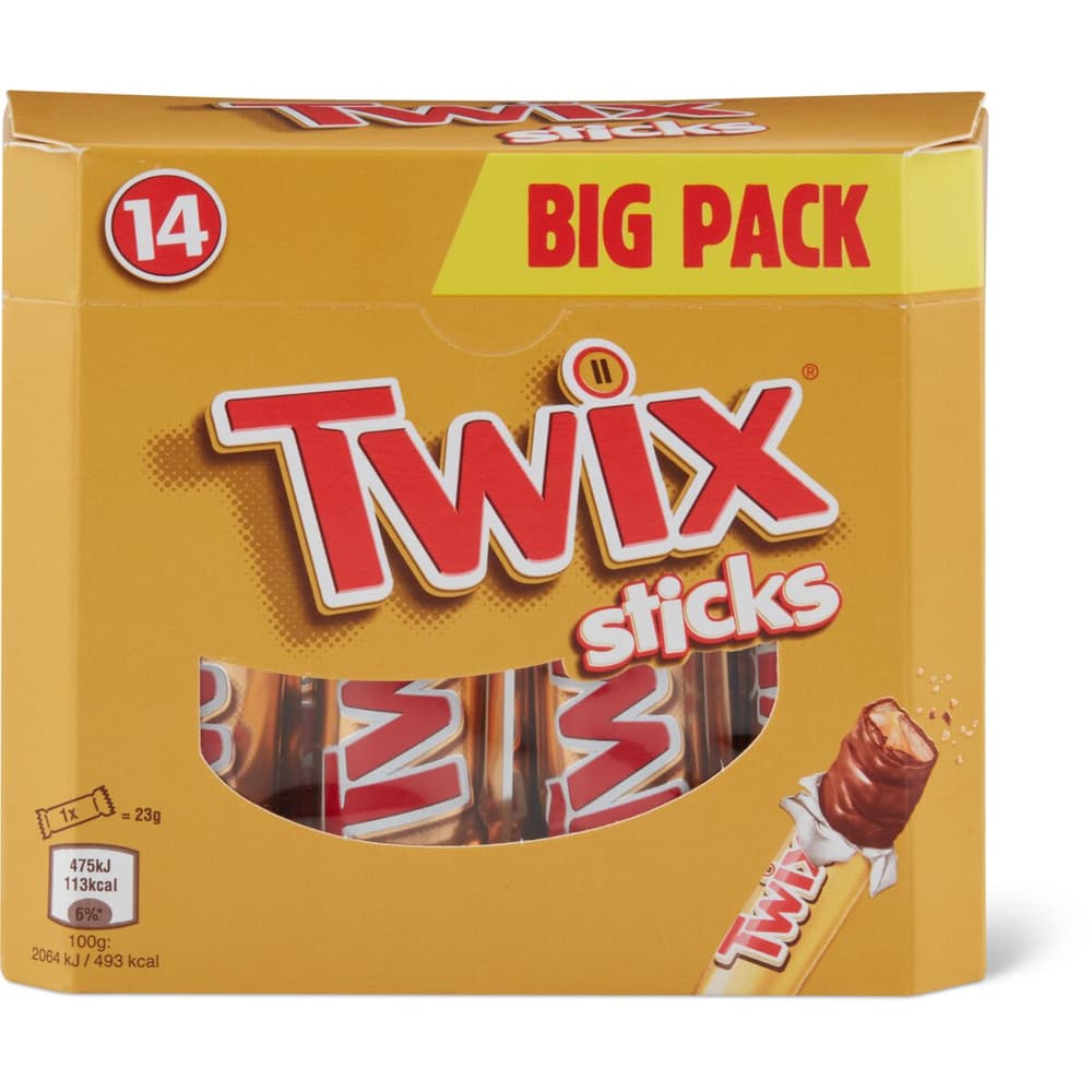Twix · Crispy biscuit, soft caramel, milk chocolate. • Migros