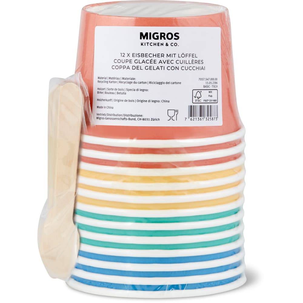 Glacé cups cardboard 12 pcs assorted • Migros Online