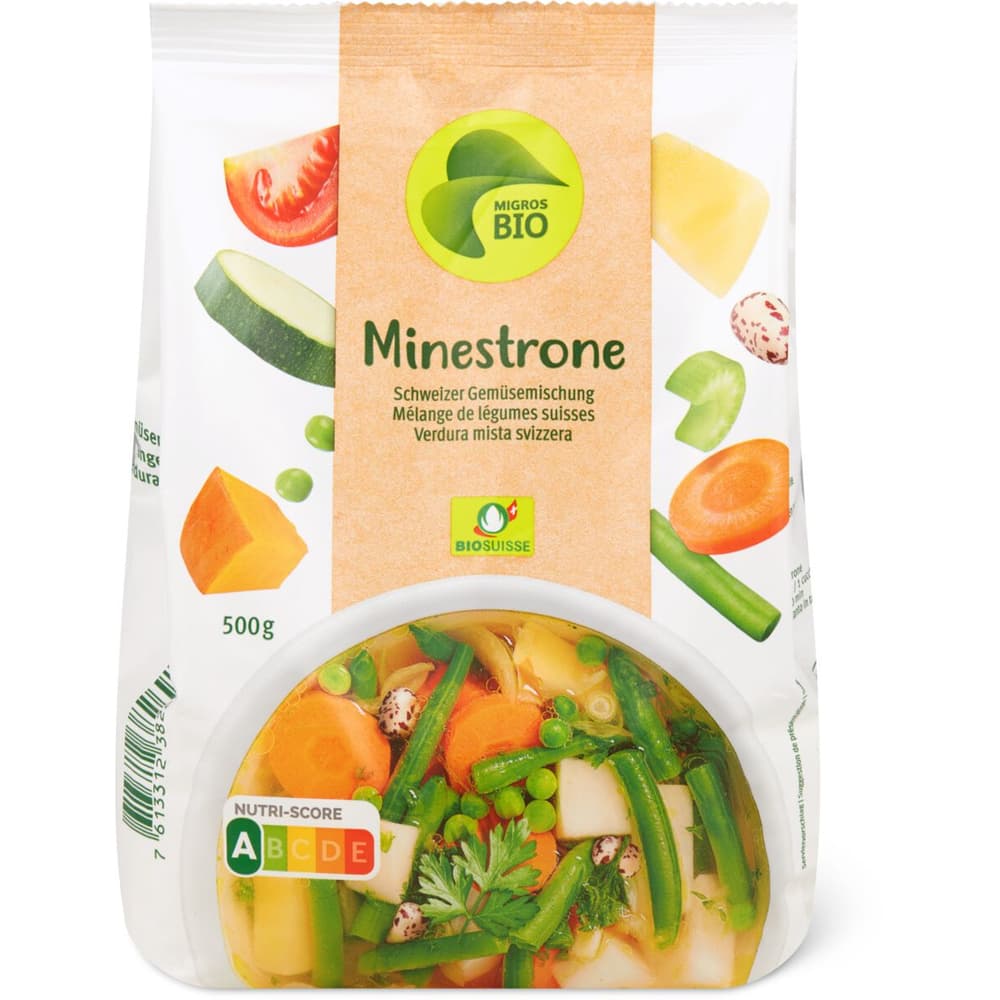Migros Bio · Swiss vegetable mix · Minestrone • Migros