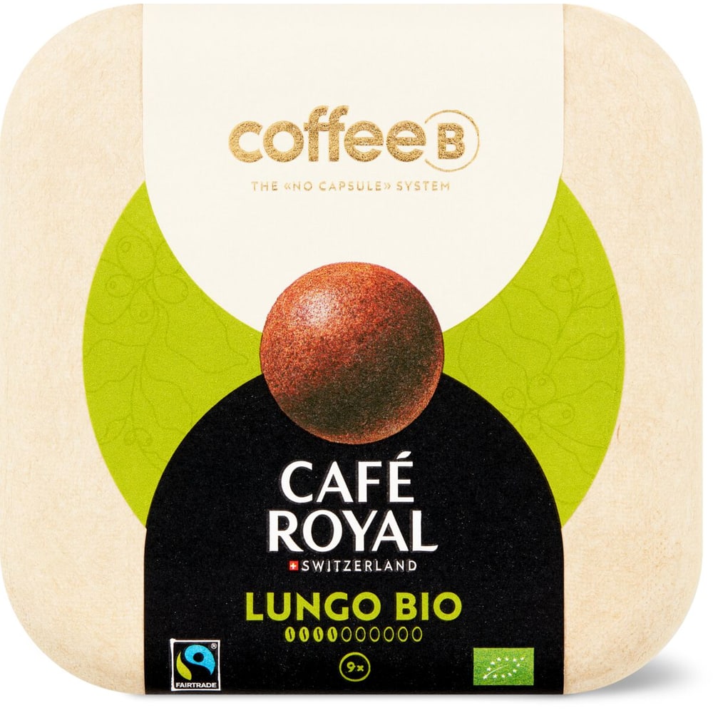 CoffeeB Bio By Café Royal · Bio Kaffeebälle · Lungo. Intensität: 4/10 • Migros