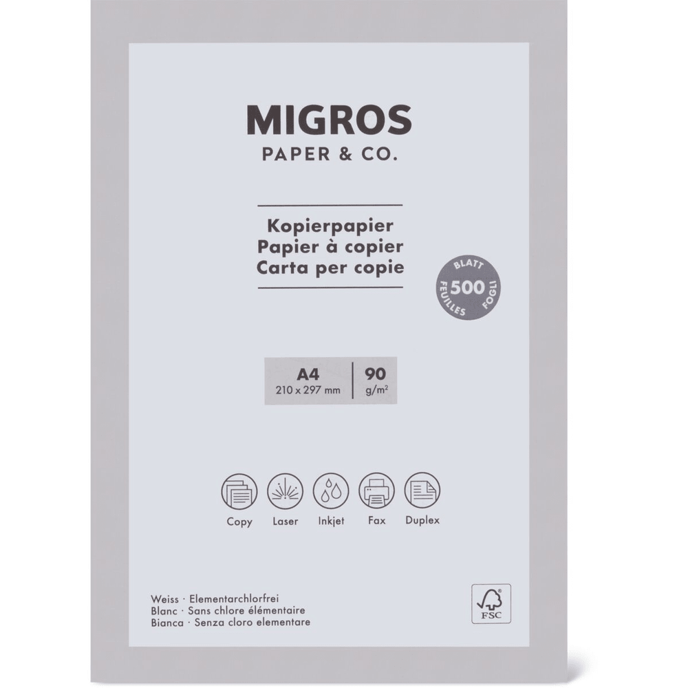 Copy Paper A4 bianco 90g/m2 • Migros