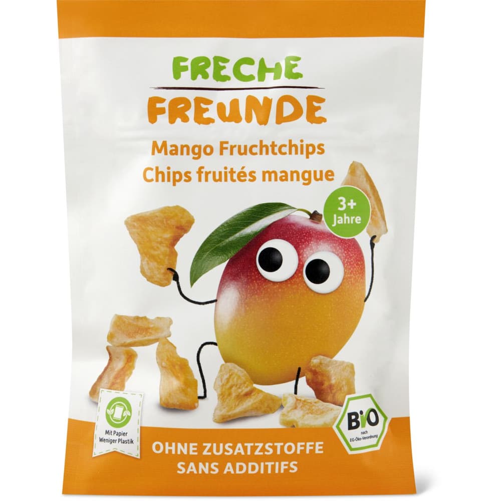 Freche Freunde Bio · Mango Fruchtchips · Ab 3 Jahren • Migros