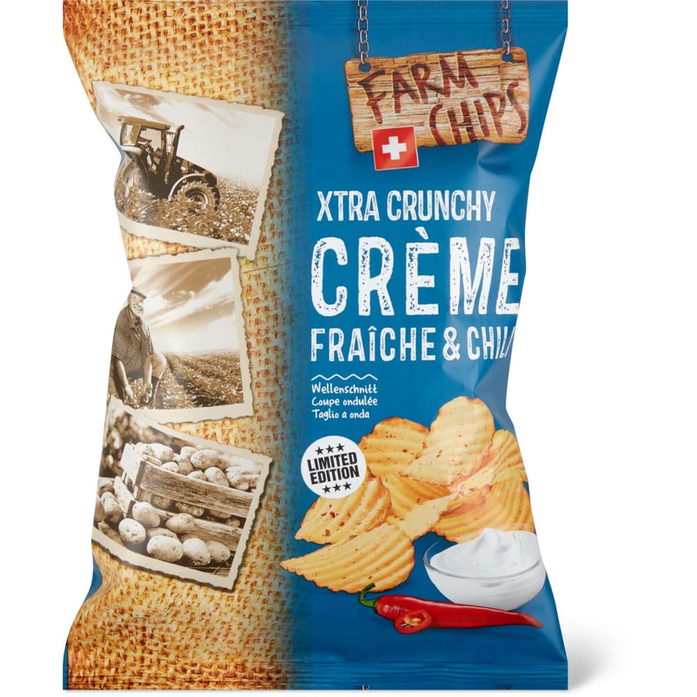 Farm Chips · Chips · crème fraîche & chilli • Migros