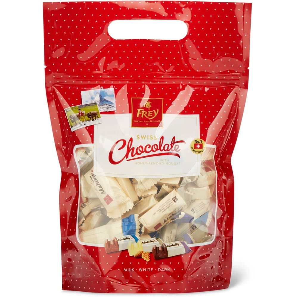 Frey · Assorted chocolates · honey, almond, nougat • Migros