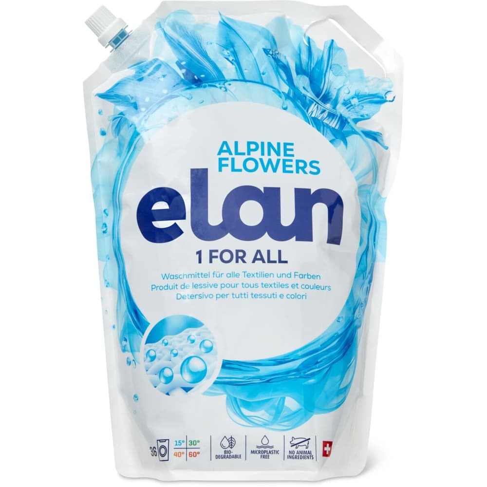 Elan · Liquid laundry detergent · 36 wash cycles, Alpine Flowers • Migros