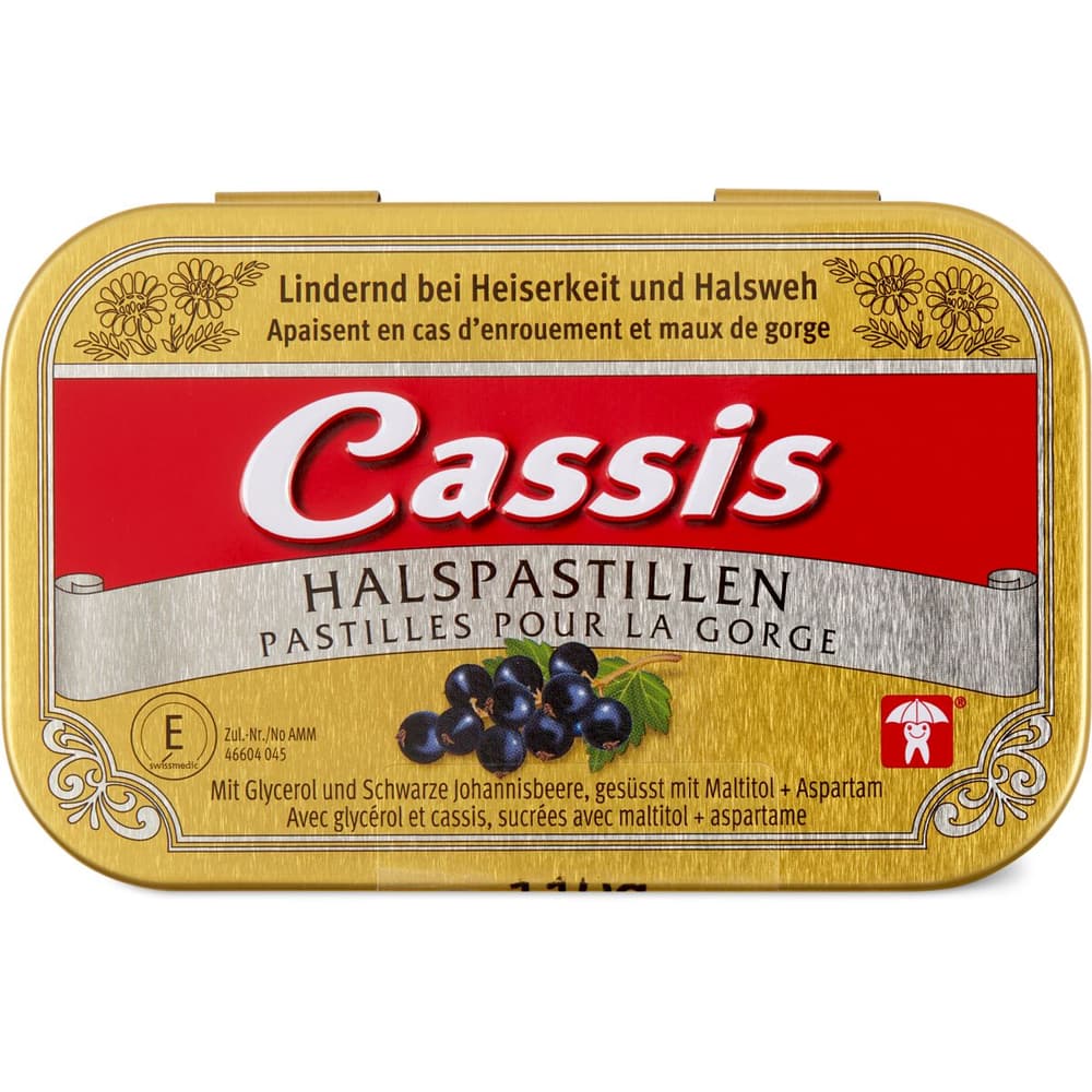 Cassis · Pastilles pour la gorge · Sugarfree • Migros