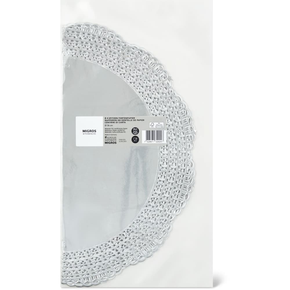 GM PAPER CAKE DOILY SILVER 6PCS • Migros