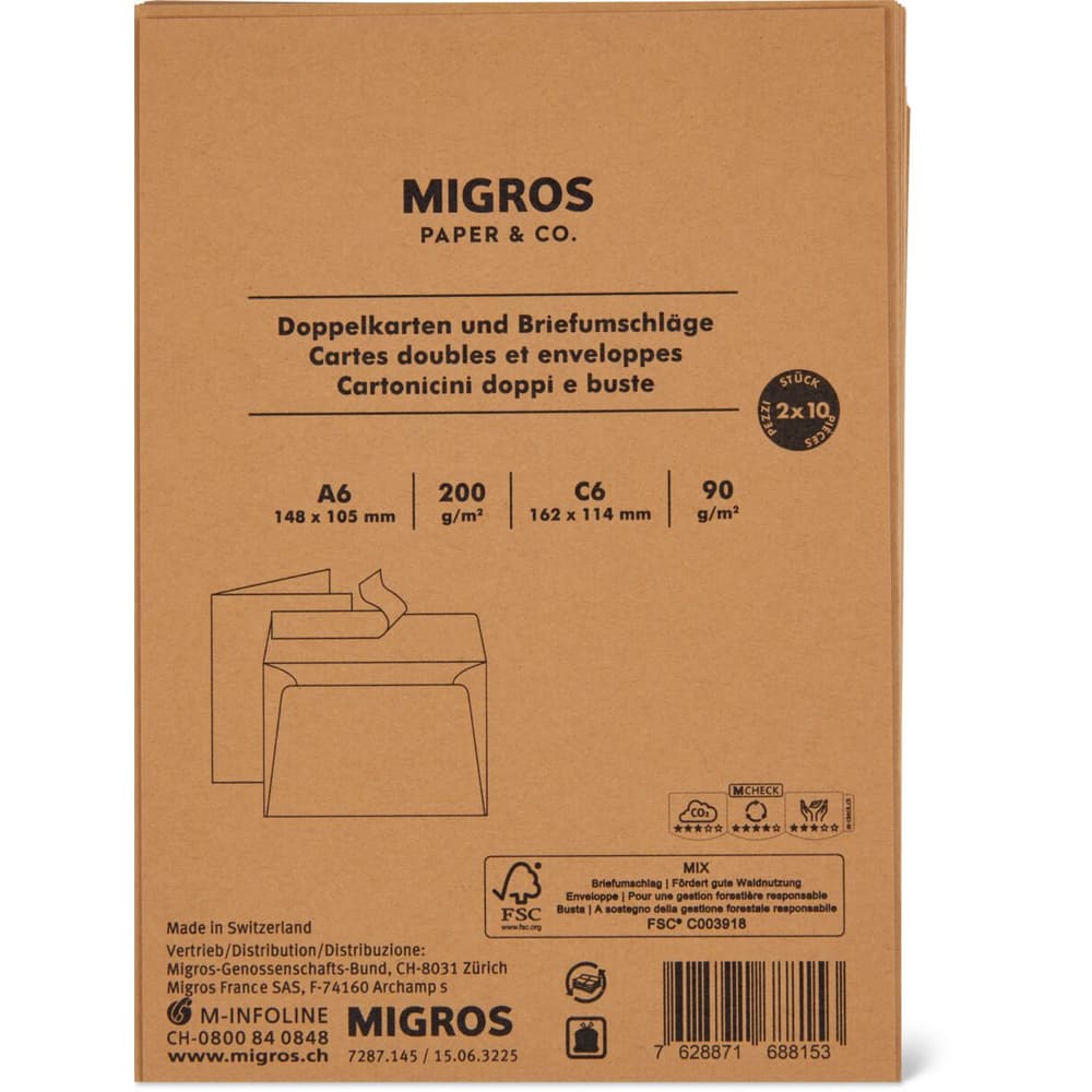 Cards+envelopes A6/C6 • Migros