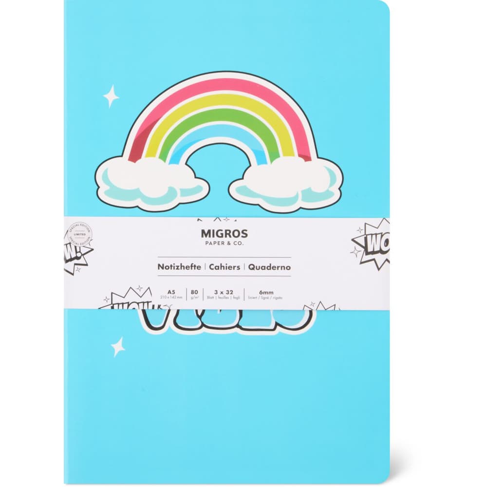 Migros Paper & Co. · Notebooks · A5, 80g/m2, 3 x 32 sheets, ruled 6mm ...