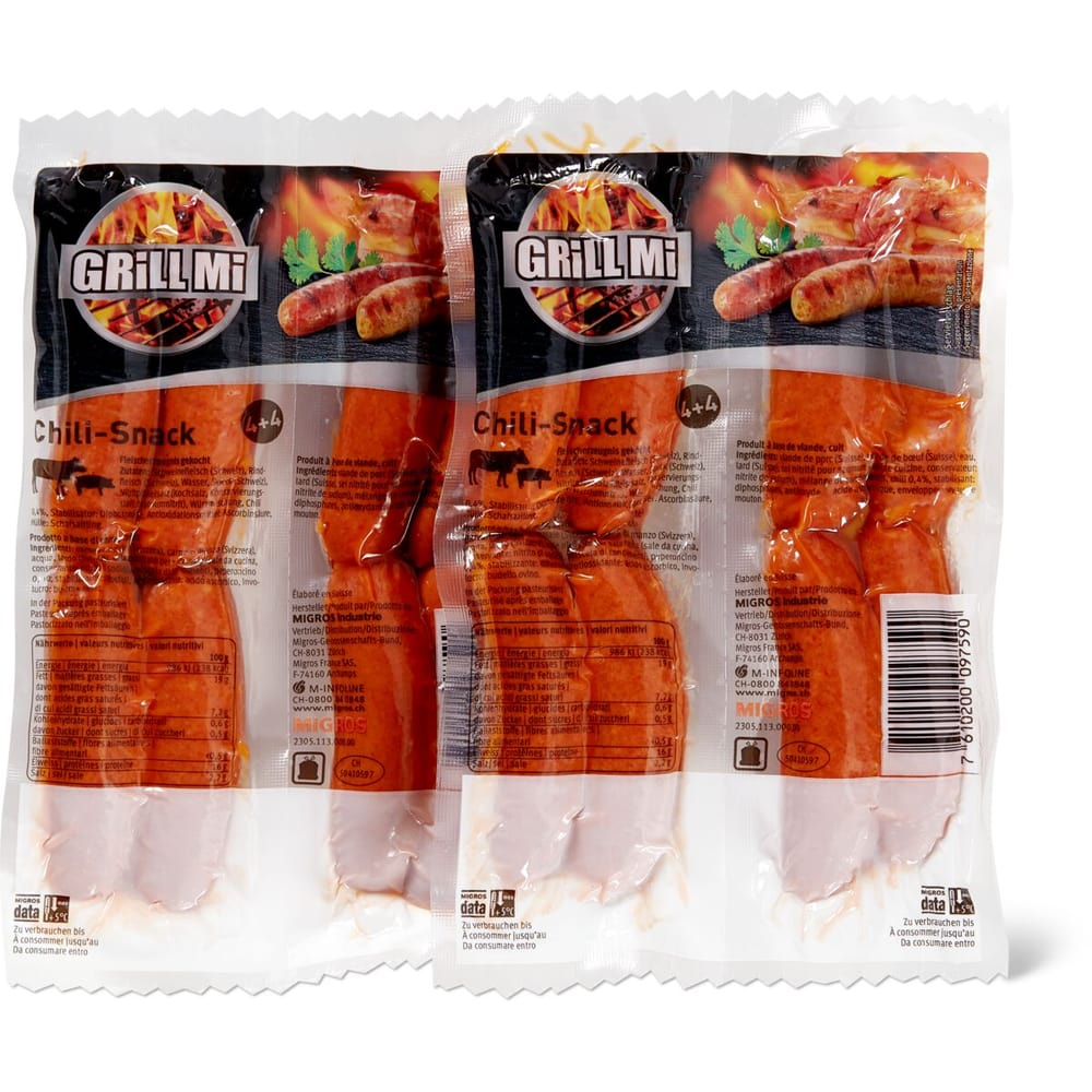 Grill Mi · Grillwürste · Chili-Snack • Migros