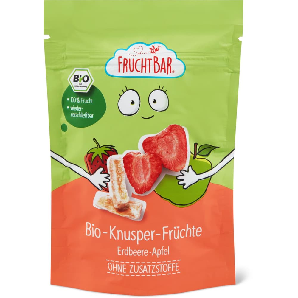 Fruchtbar Bio · Snack de fruits, fraise & pomme · Dès 12 mois • Migros