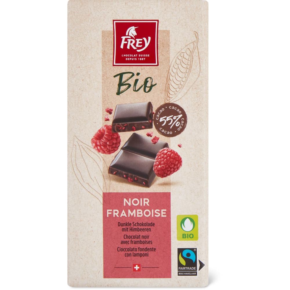 Frey Bio · Tablette de chocolat · Noir, framboise • Migros