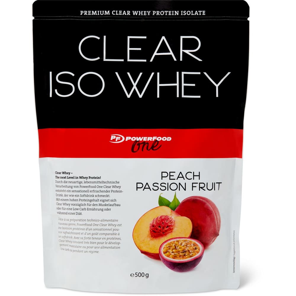 Powerfood Clear Iso Whey · Instant protein powder drink · peach ...