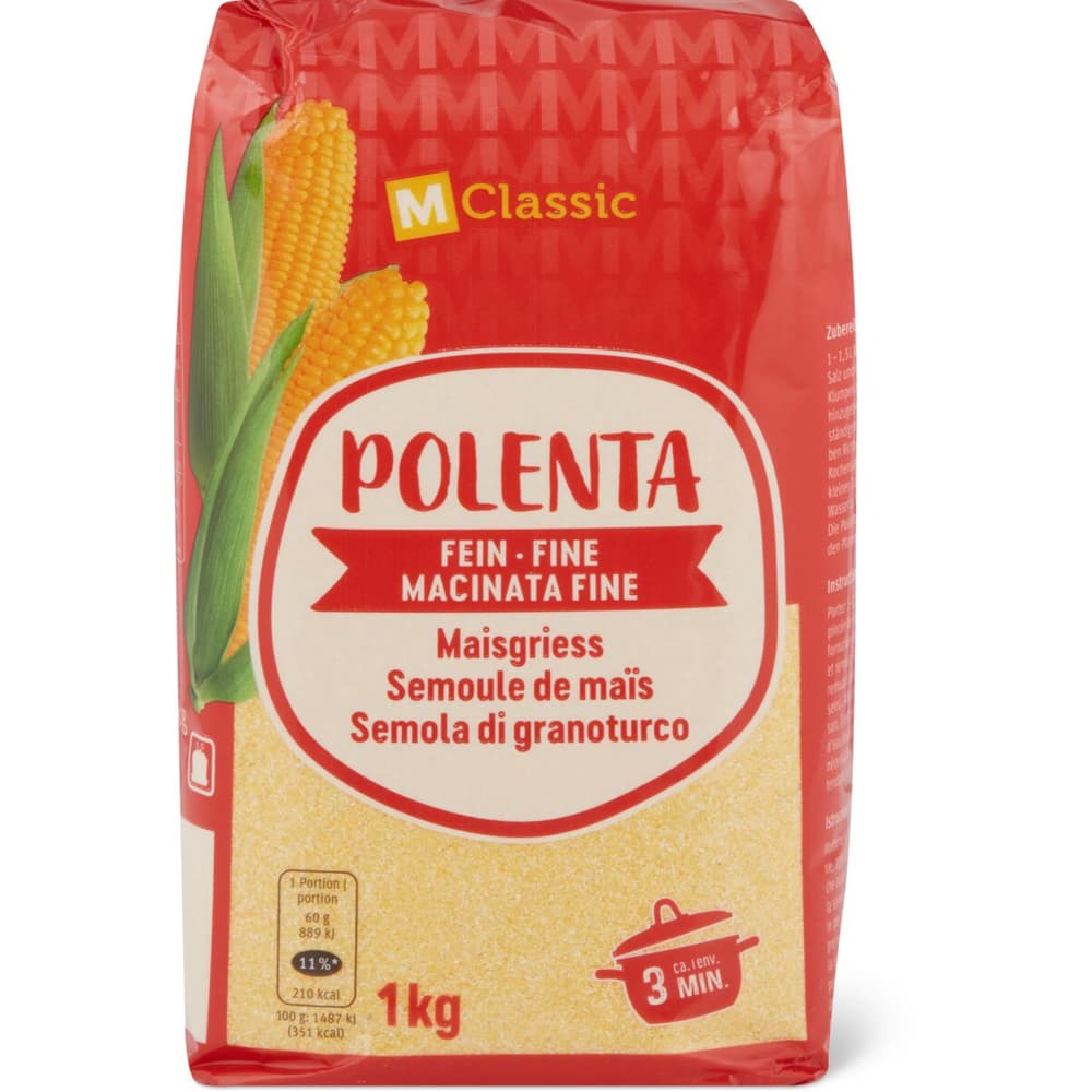 M-Classic Polenta · Corn semolina fine · Subtle. • Migros