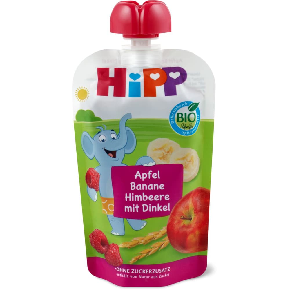 HiPP Bio Hippis · Squeeze pouches for babies apple, banana, raspberry with cereals · From 12 ...