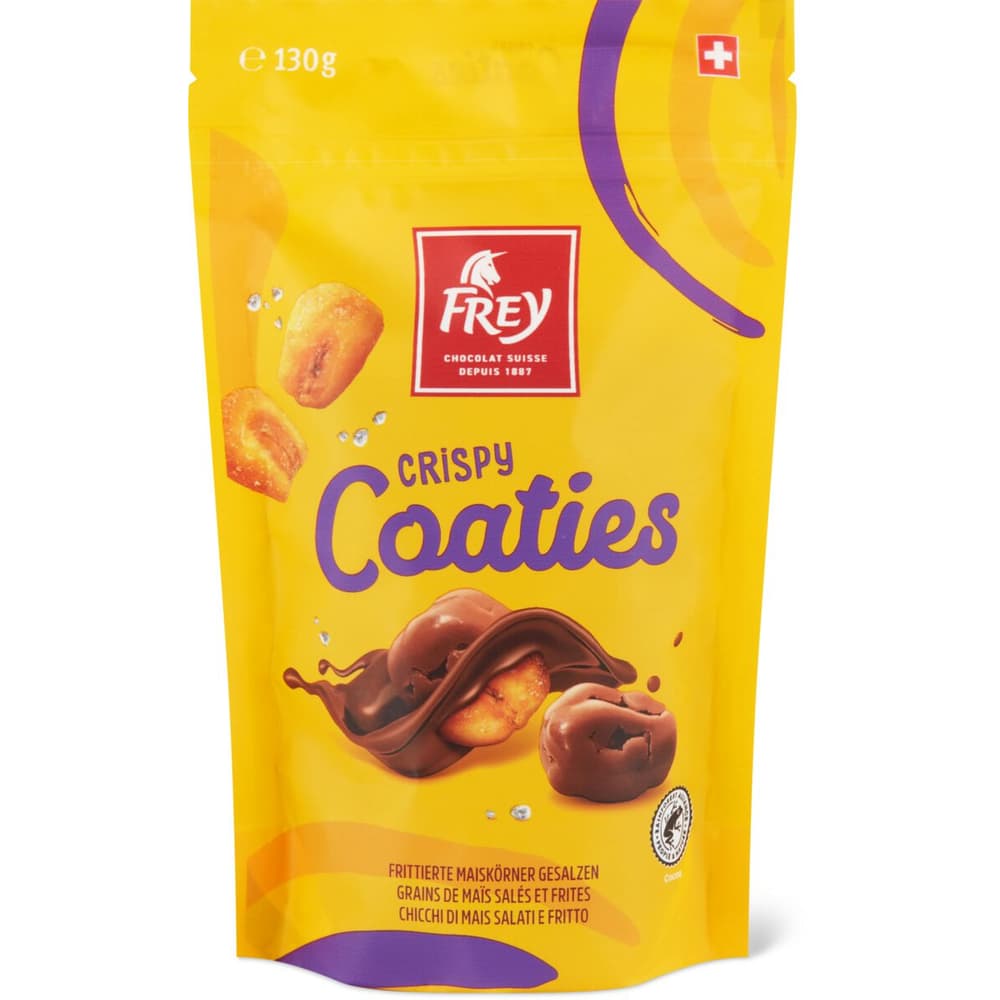 Frey Coaties · Fried corn kernels salted · coated with milk chocolate ...