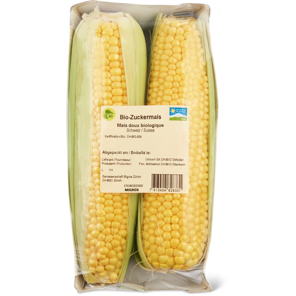 Migros Bio · Mais dolce · Prodotto fresco • Migros