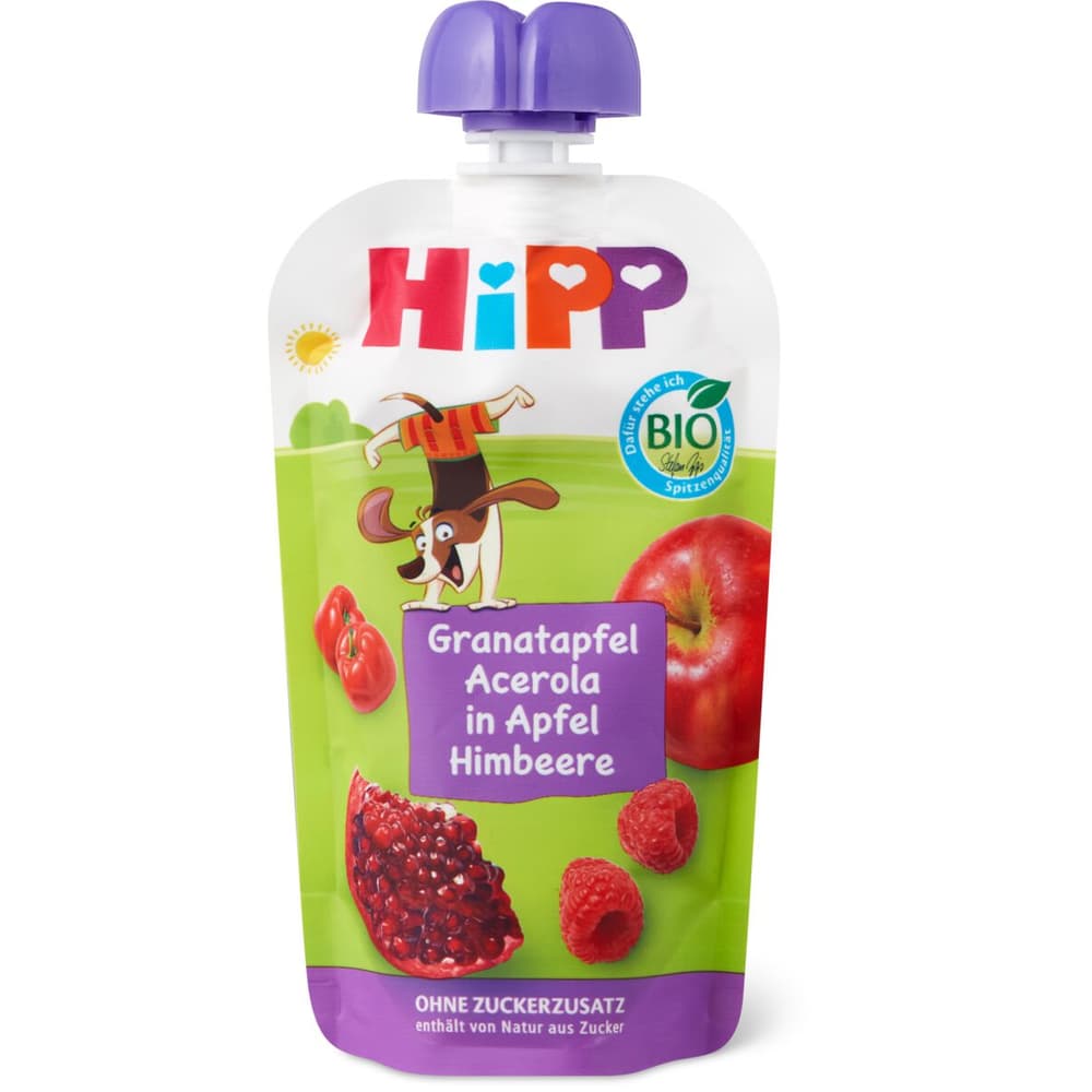 HiPP Bio · Squeeze pouches for babies apple, blueberry and pomegranate · From 12 months • Migros