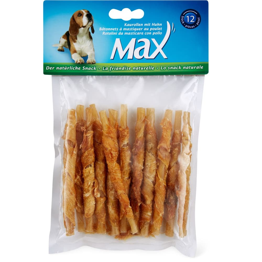 Max · Snacks for dogs · Chewing rolls with chicken • Migros