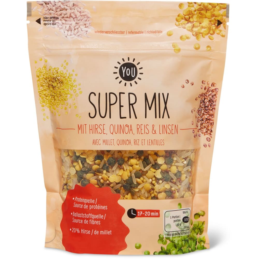 You · super mix · with millet, quinoa rice and lentils • Migros