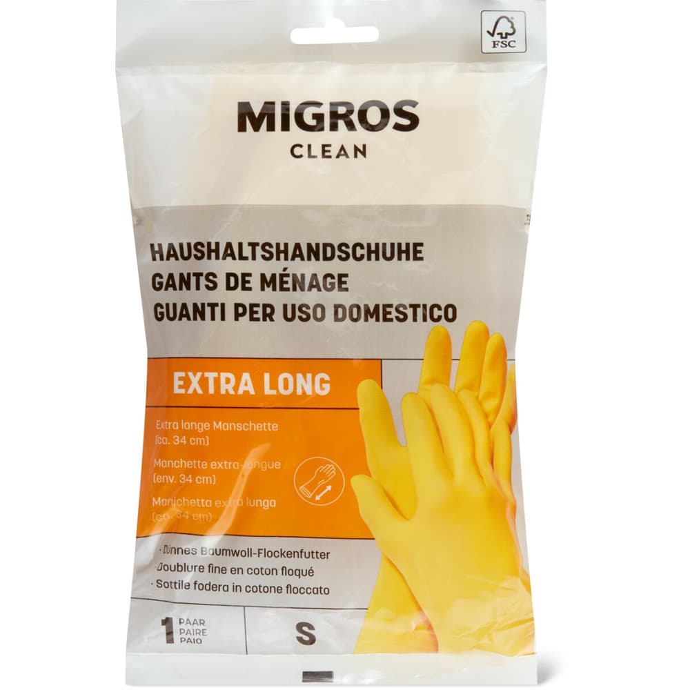 Migros Clean · Haushaltshandschuhe extra long · Grösse S • Migros