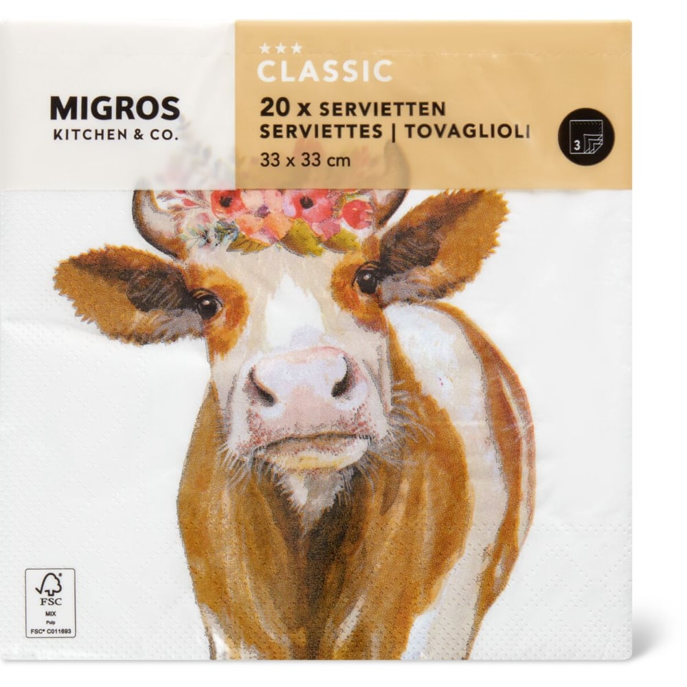 MIGROS KITCHEN & CO. · Serviettes 33x33cm • Migros