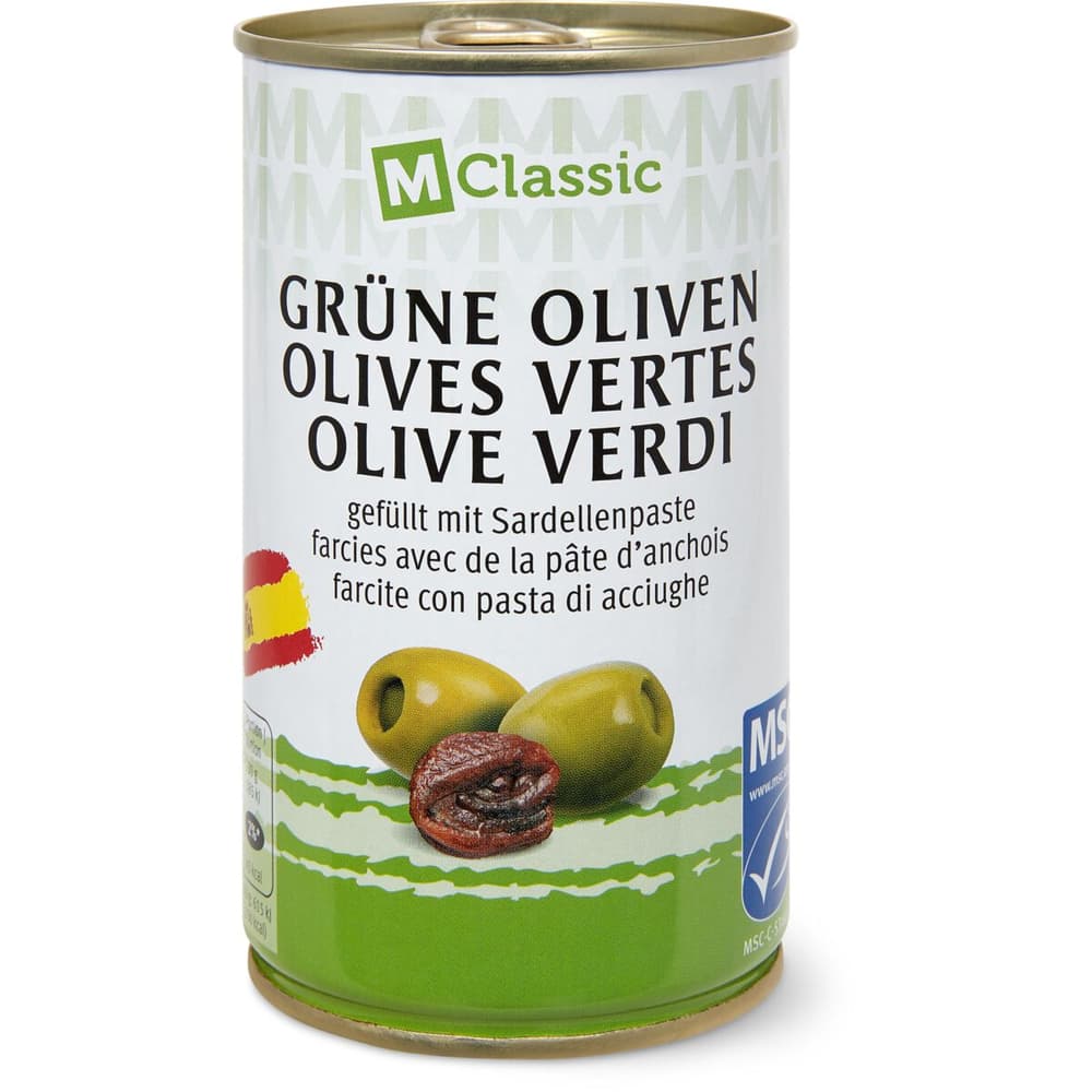 M-Classic · Grüne Oliven · gefüllt mit Sardellenpaste • Migros