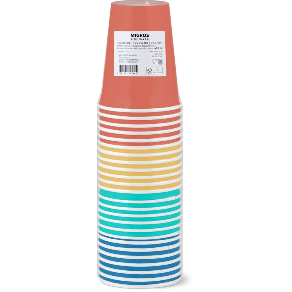 Paper cups 4 dl 25 pcs assorted • Migros Online