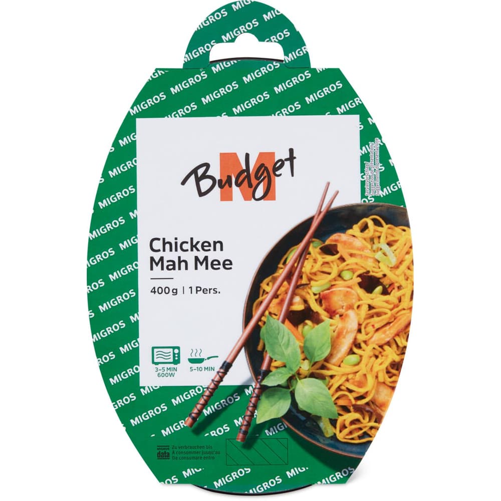 M-Budget · Mah Mee · mit Poulet • Migros