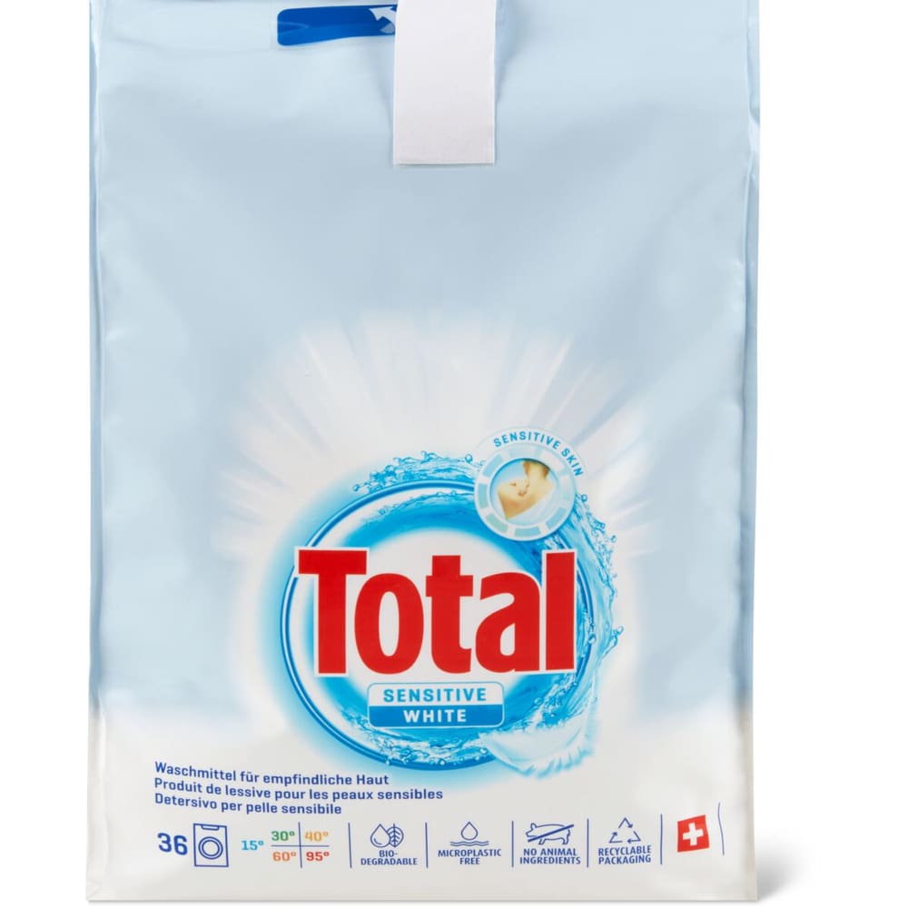 Total Sensitive White · Lessive en poudre · 36 lessives • Migros