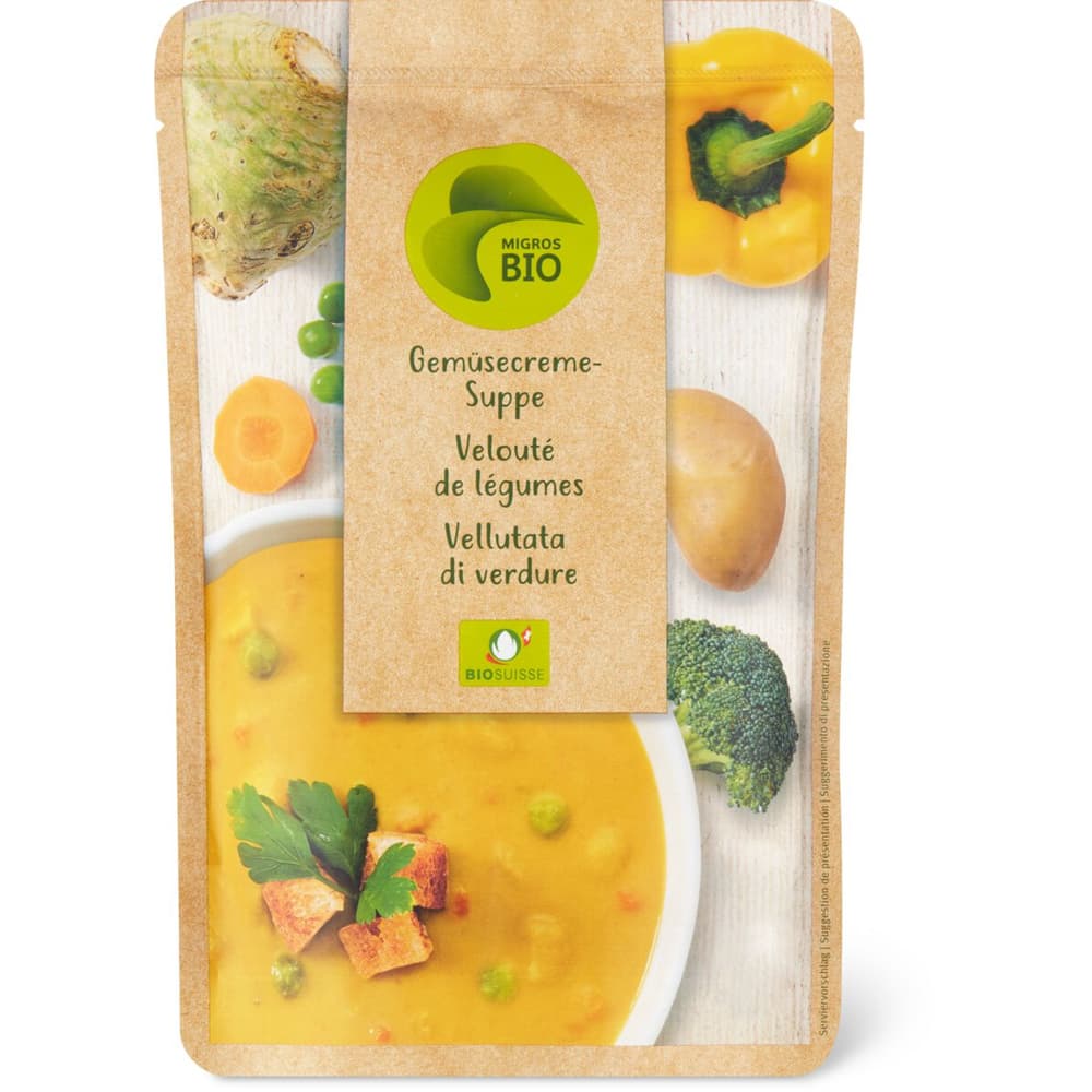 Migros Bio · Gemüsecreme Suppe · mit Mascarpone • Migros