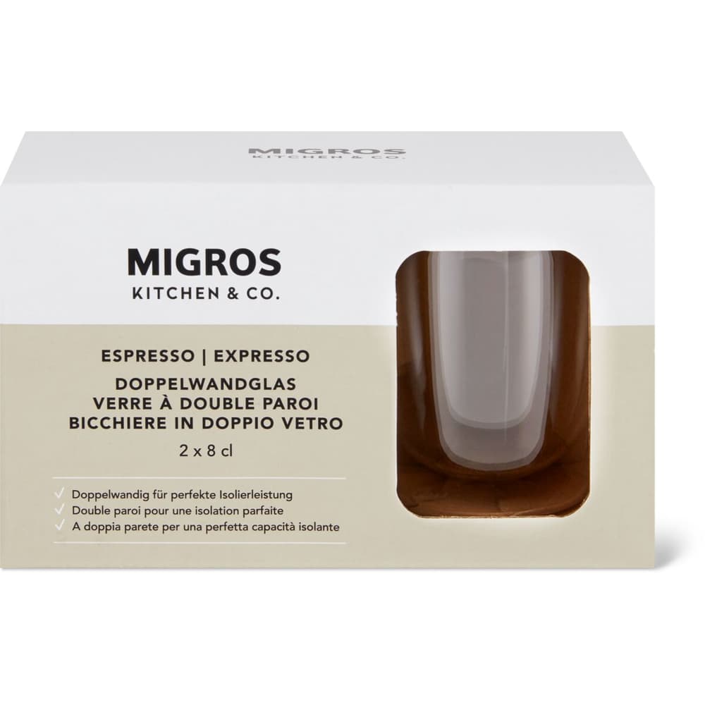 Migros Kitchen & Co. · Drinking glasses · 2 x 8cl, Espresso, double-walled • Migros