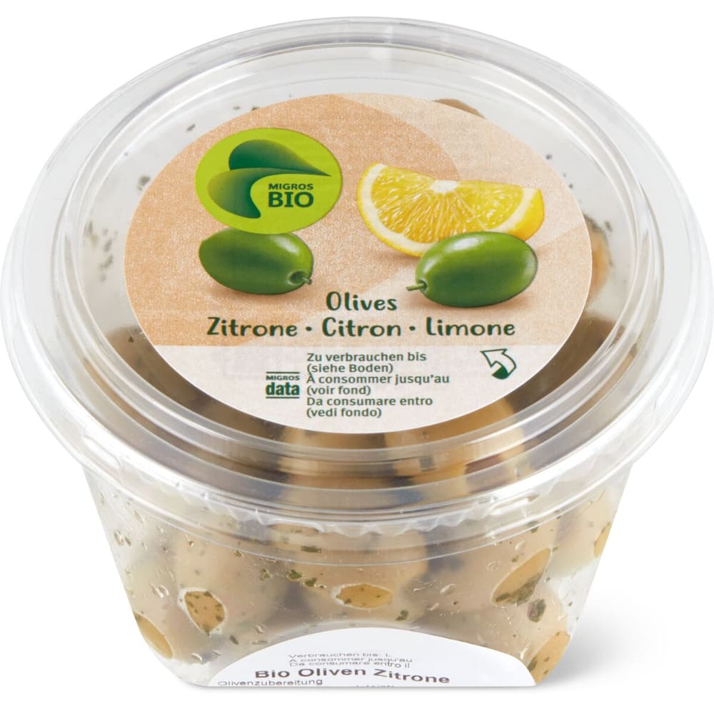 Migros Bio · Oliven mit Zitrone · entsteint • Migros Online