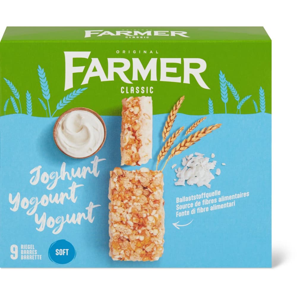 Farmer Soft · Cereal bars · Yoghurt • Migros