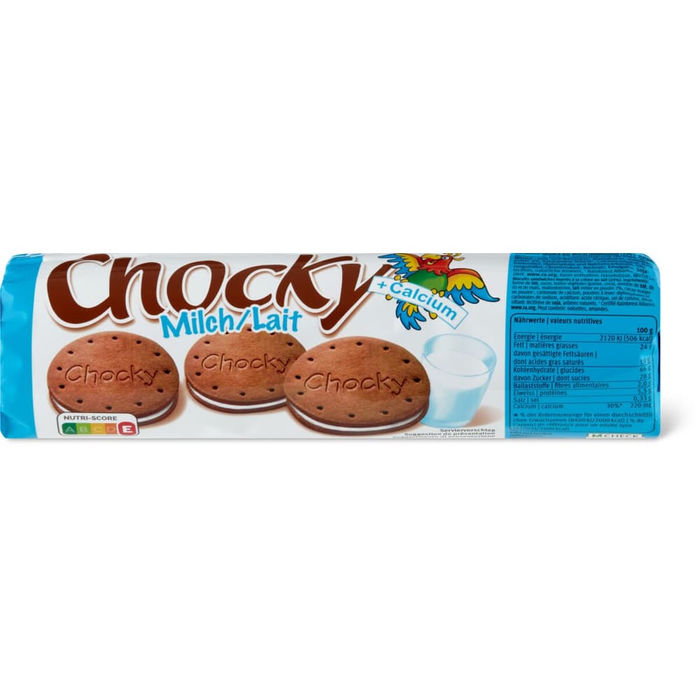 Chocky · Biscuits sandwiches · fourée à la crème au lait • Migros