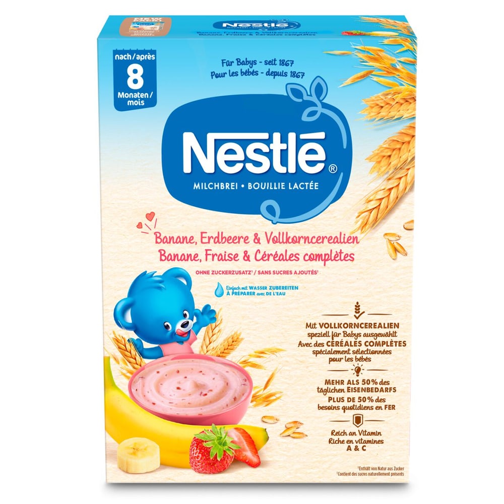 Nestlé · Baby cereals with banana and strawberry · From 8 months • Migros