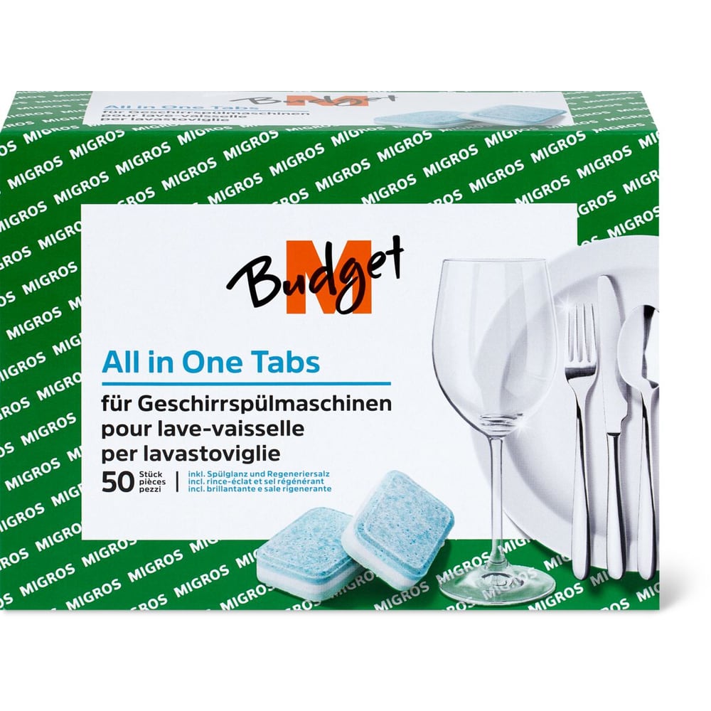 M-Budget All In One · Tabs für Geschirrspülmaschine • Migros