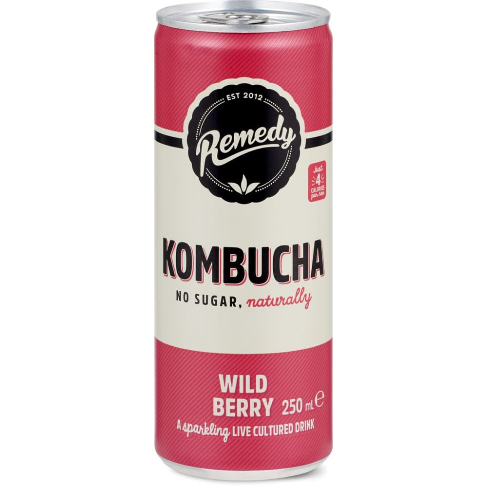 Remedy Kombucha · Fermented tea drink · Wildberry • Migros
