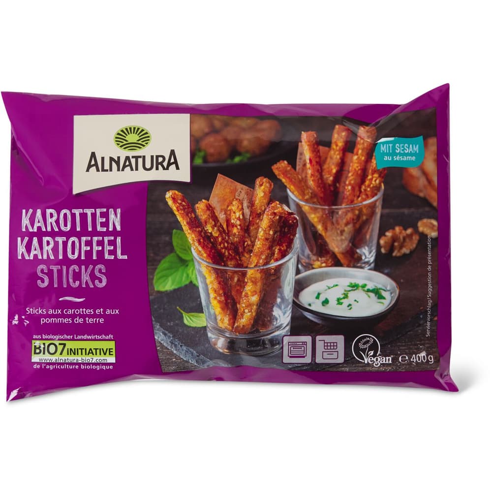Alnatura · Karotten Kartoffel Sticks · mit Sesam • Migros