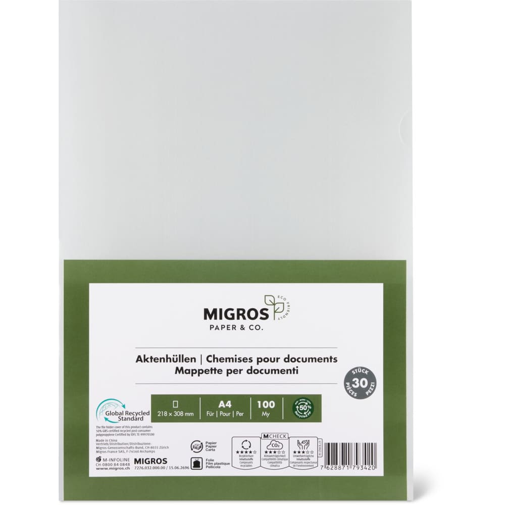 Eco file sleeves • Migros