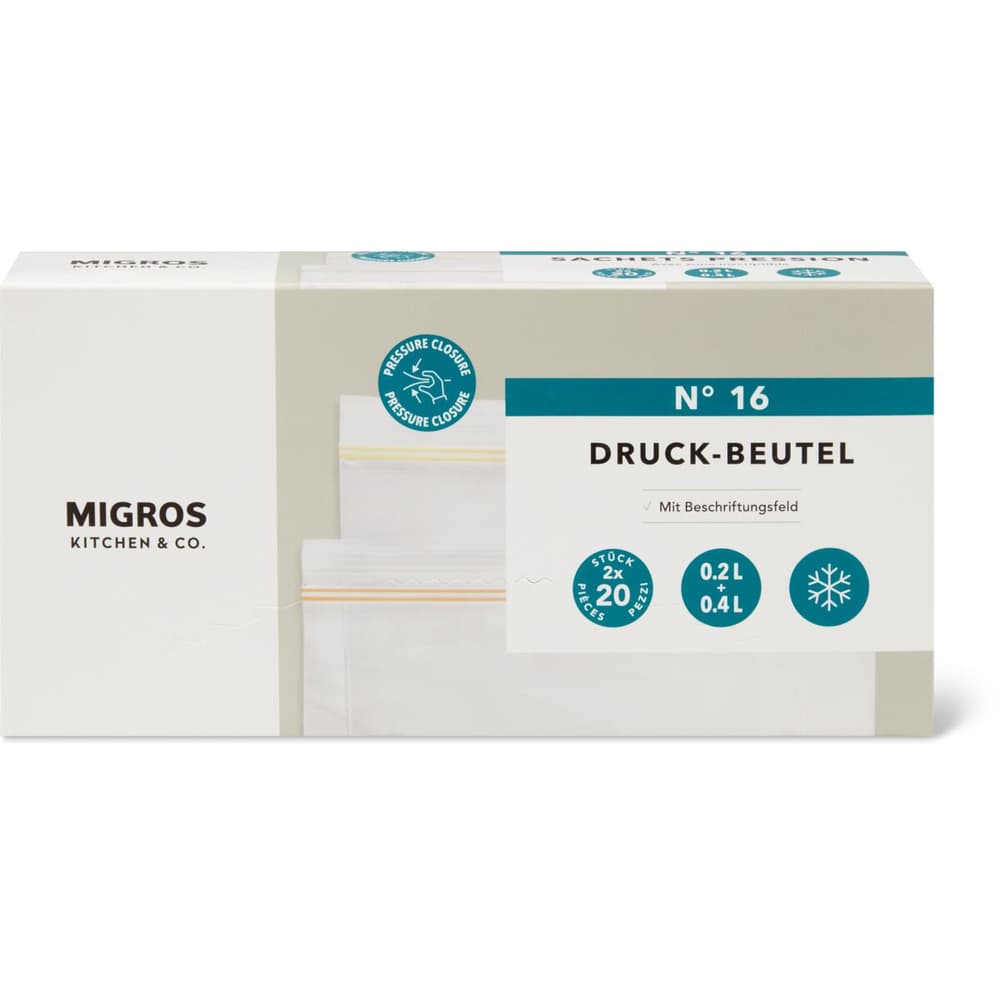 Migros Kitchen & Co. N°16 · Druck-Beutel · 20 Beutel 0.2l + 20 Beutel 0 ...