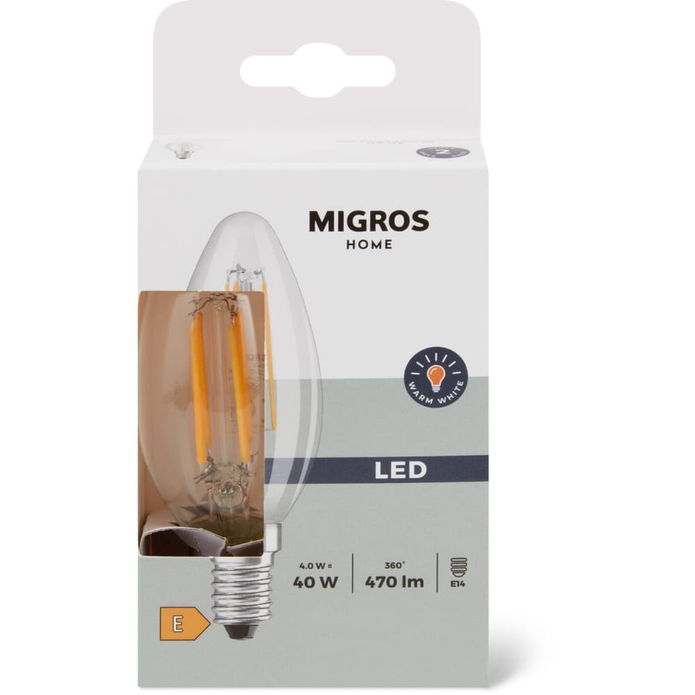 Migros Home · Leuchtmittel LED · KLAR B 40W E14 • Migros