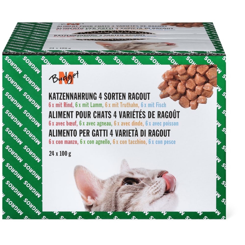 Achat M-Budget · Aliment complet pour chats adultes · 6x boeuf, 6x ...