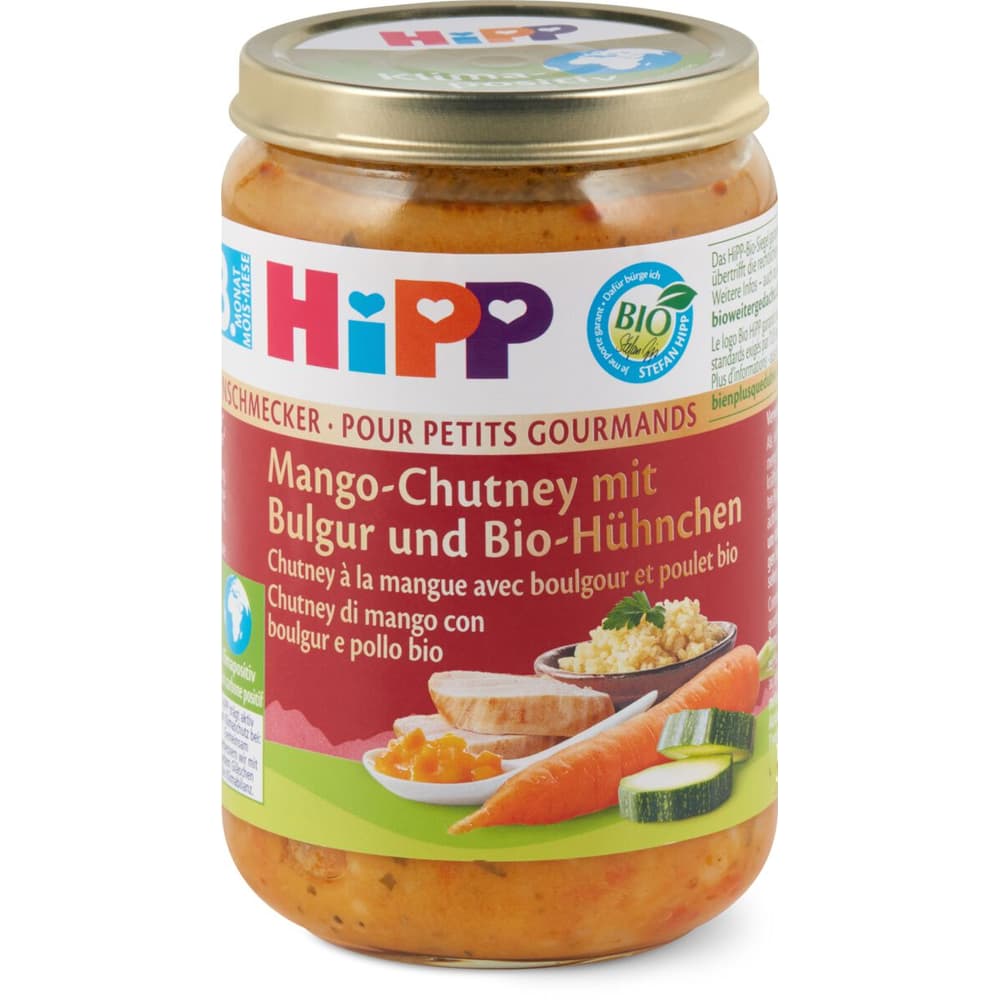 HiPP Bio · Babygläschen mit Mango-Chutney, Bulgur und Bio-Hühnchen · Ab ...