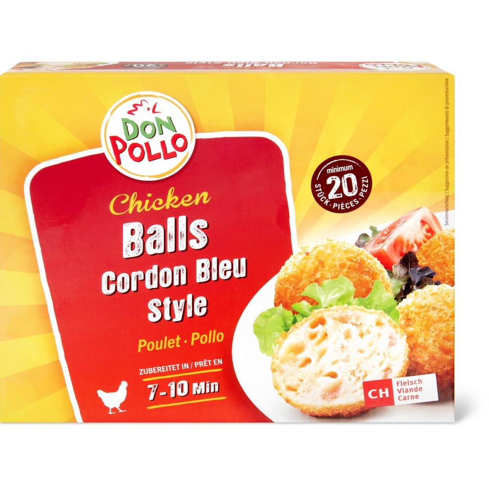 Don Pollo · Chicken Balls · Cordon Bleu Style • Migros