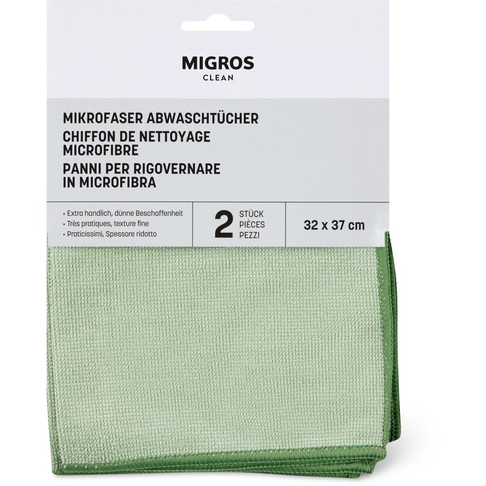 Migros Clean · Chiffon de nettoyage microfibre · 32 x 37 cm • Migros